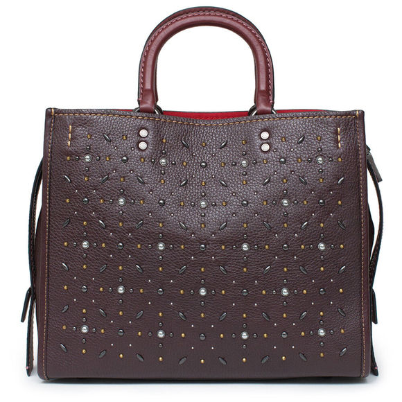 Coach | Bags | Coach Rogue Prairie Rivets Tote Bag Dark Red Oxblood ...